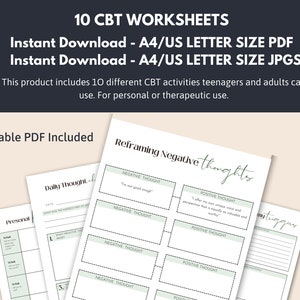 Fillable CBT Worksheets, Therapy Worksheets, Anxiety Relief, Therapy ...