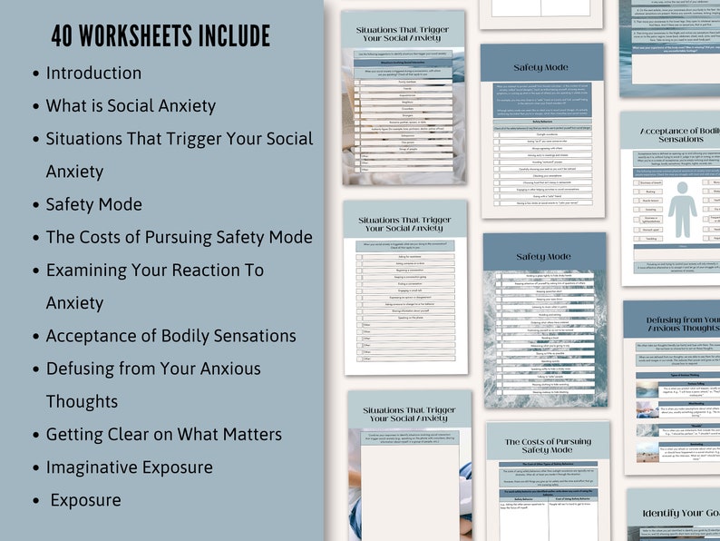 Social Anxiety Workbook Social Anxiety Worksheets for Teens - Etsy