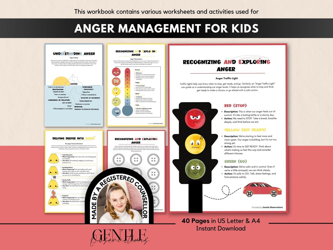 Anger Management Workbook for Kids, Anger Worksheets for Kids ...