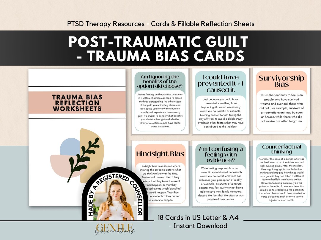 Overcoming Post-traumatic Guilt, Cognitive Distortion Cards for PTSD ...