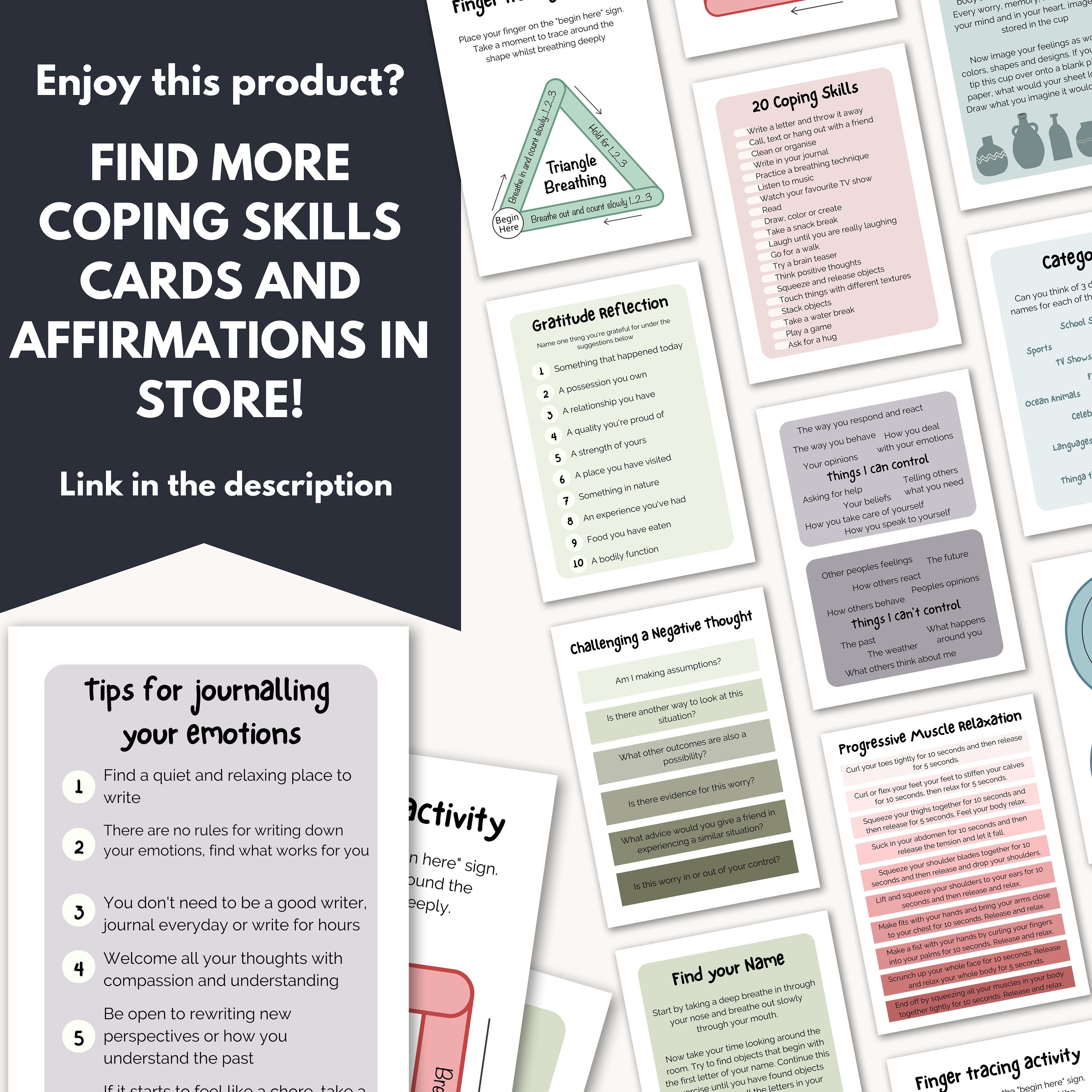 Kids Calm Down Coping Skills Grounding Technique Cards School - Etsy ...