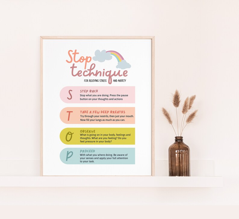 STOP Technique Poster Anxiety Relief Calm Corner Tool - Etsy