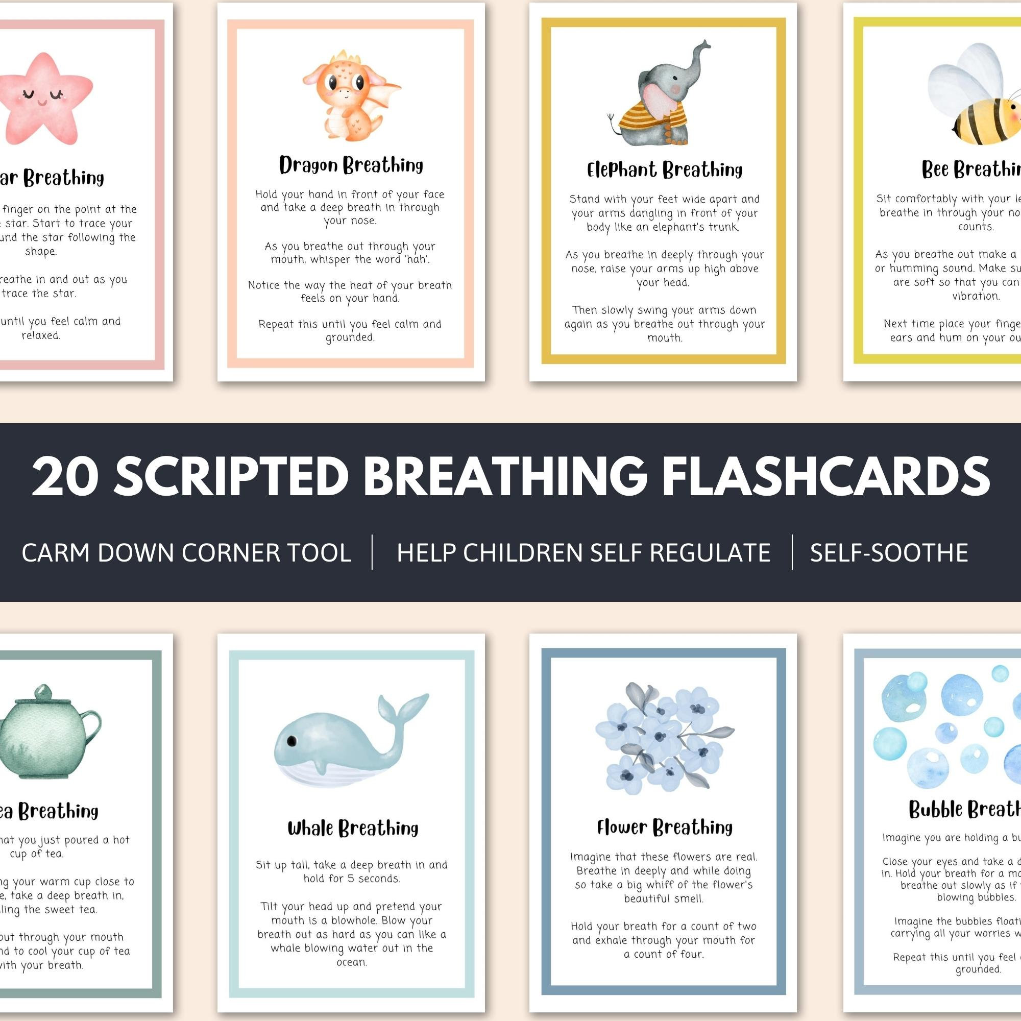 Mindfulness Breathing Cards for Kids Scripted Cards Anxiety - Etsy