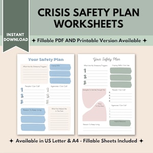 Crisis Safety Plan Counselling Worksheet Therapy Aid - Etsy