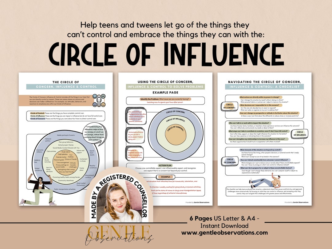 Circle of Influence & Control for Teens: Managing Anxiety, Problem ...