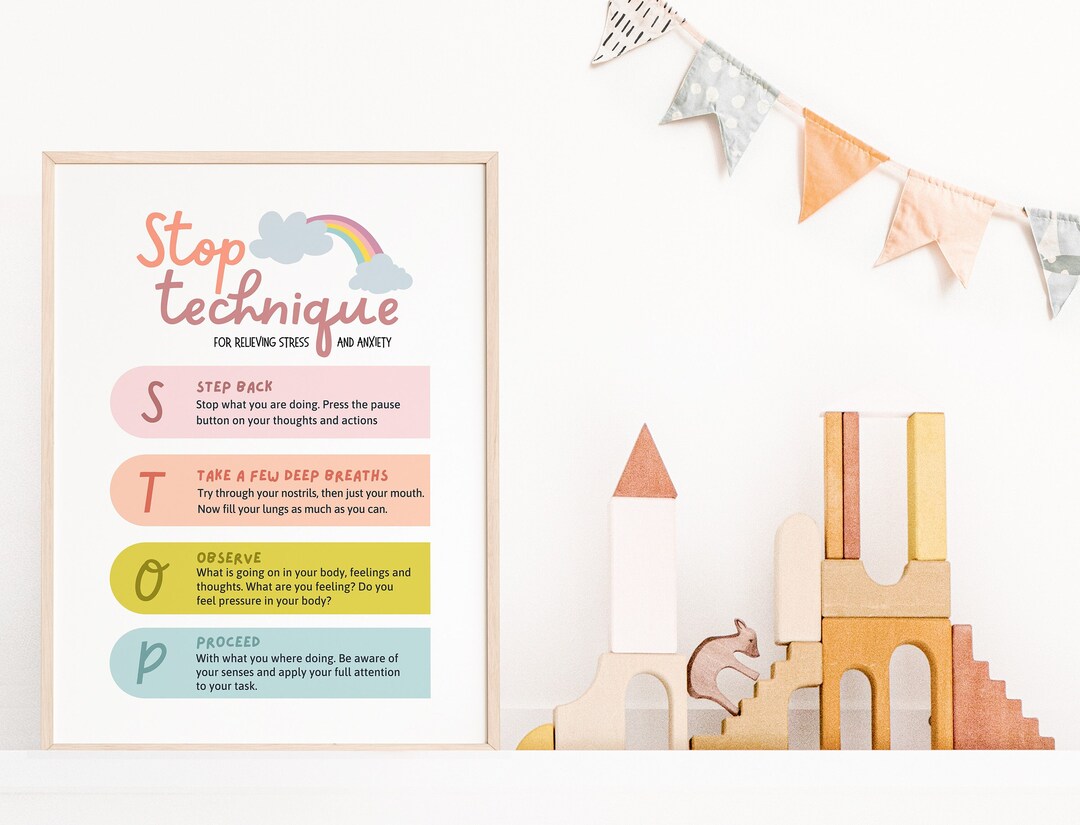 STOP Technique Poster, Anxiety Relief, Calm Corner Tool, Social ...