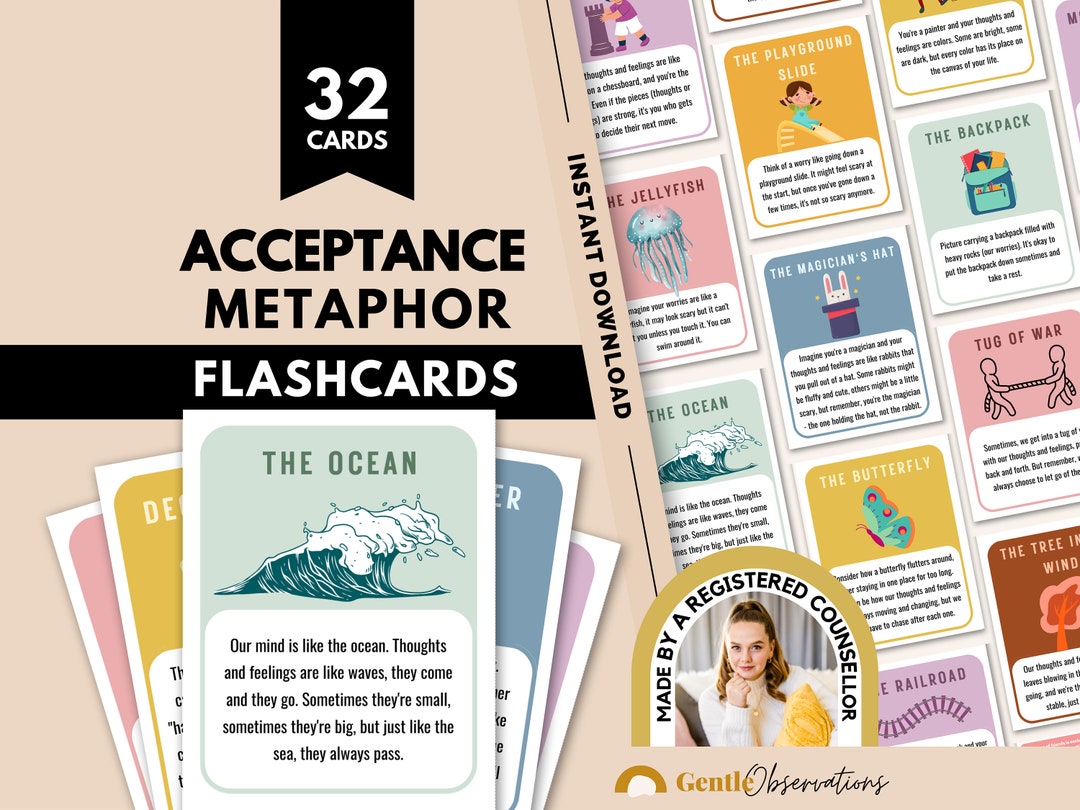 Acceptance and Commitment Therapy Metaphor Cards for Kids, ACT Therapy ...