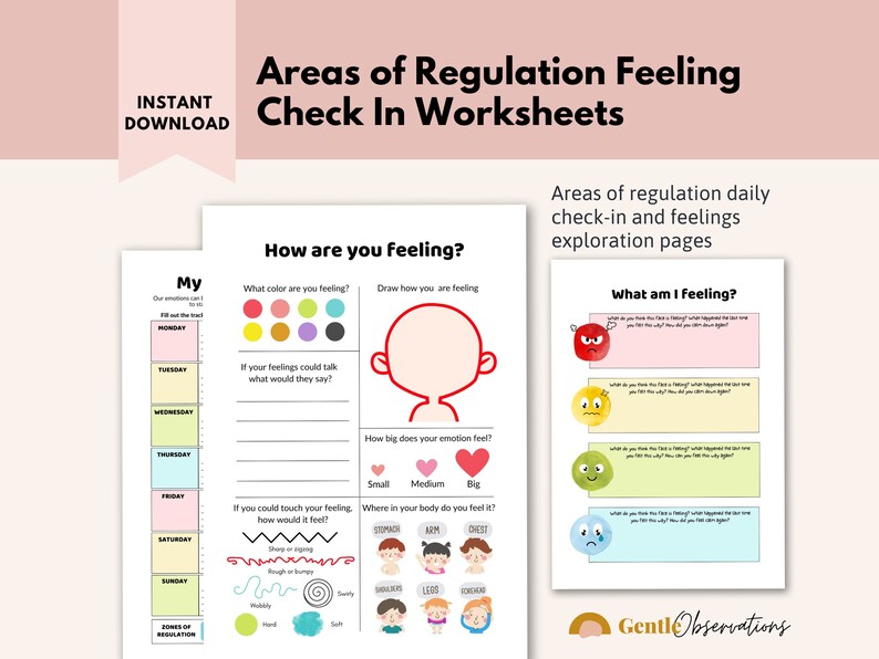 Zones of Self-regulation Feelings Worksheet Emotions Chart - Etsy