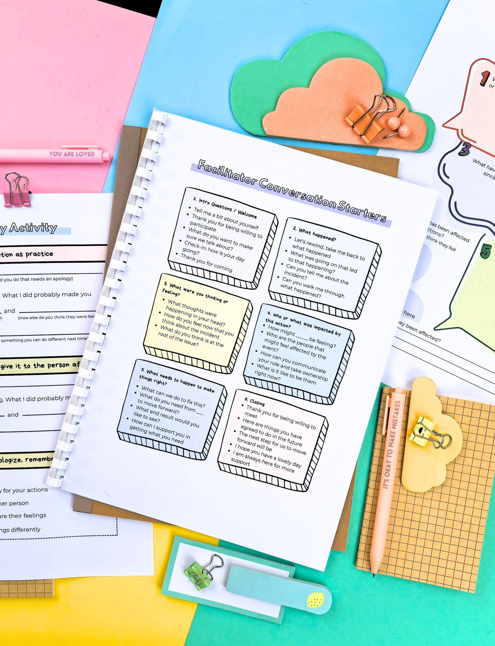 Positive Communication and Restorative Justice Worksheets for School ...