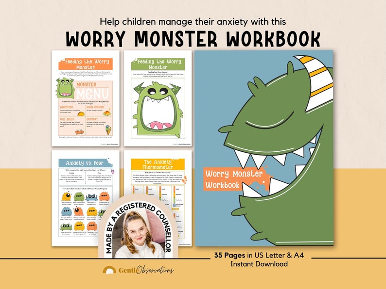 The Worry Monster Anxiety Workbook for Kids School Counseling - Etsy