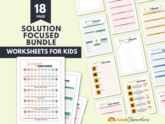 SFBT Worksheets Bundle for Kids Solution Focused Therapy - Etsy