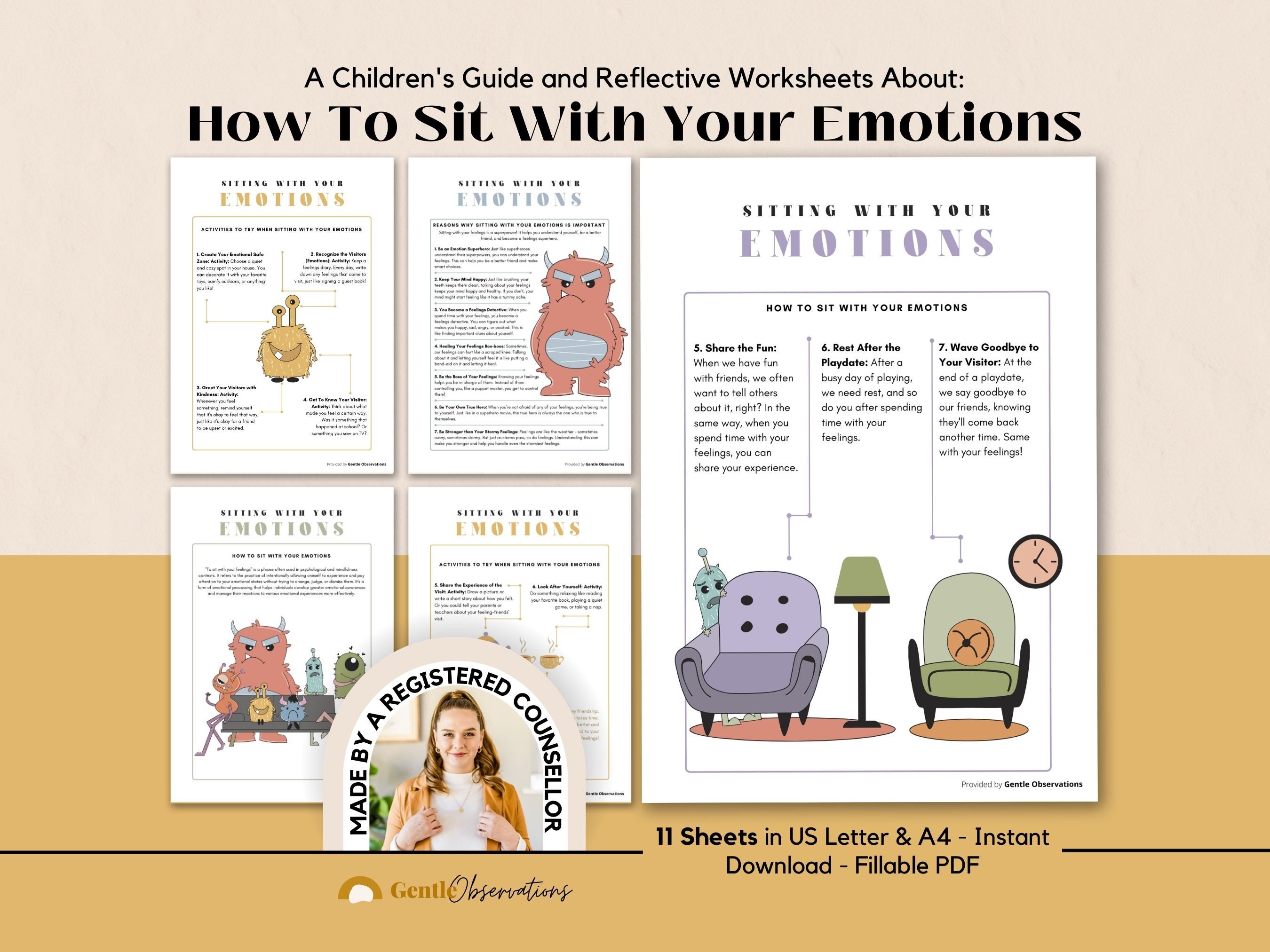 Sitting With Your Emotions Therapy Worksheets for Kids - Etsy Australia
