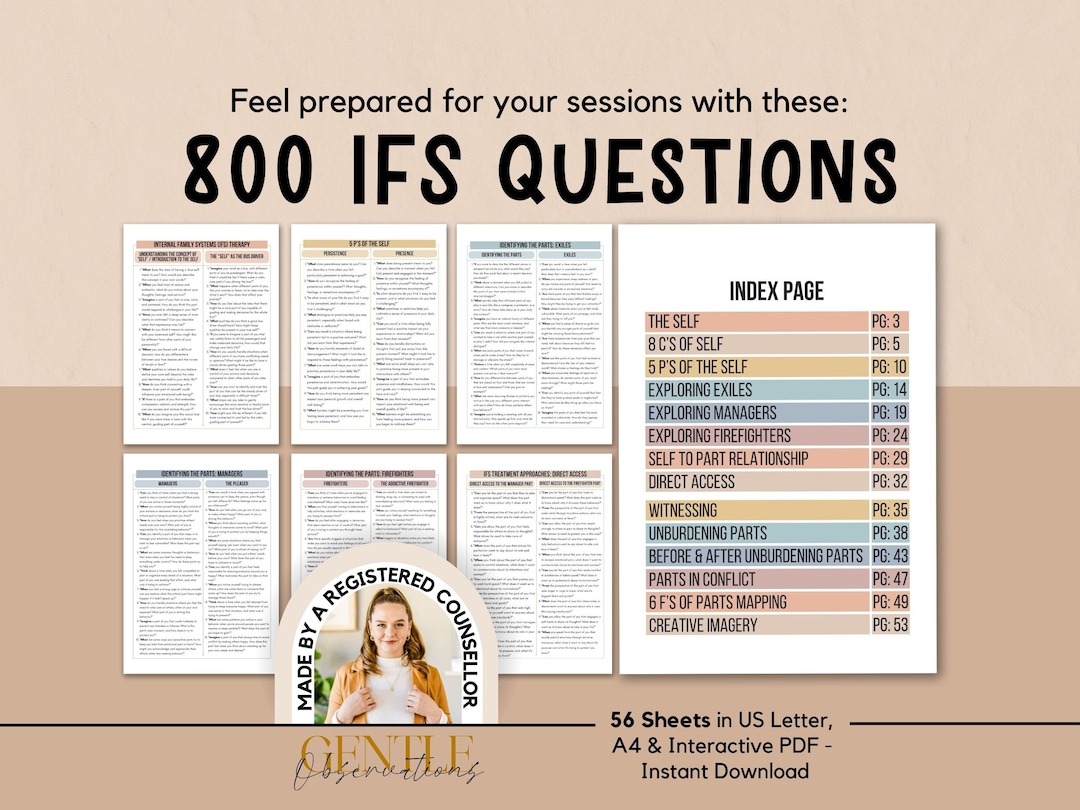 IFS Questions Cheat Sheet for Therapists, IFS Parts Work Therapy ...