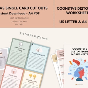 Cognitive Distortion Worksheets, Thinking Errors Flashcards, Unhelpful ...