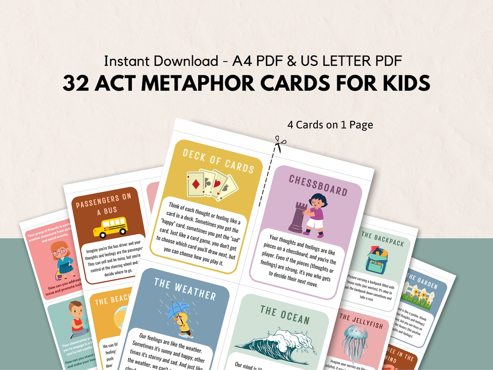 Acceptance and Commitment Therapy Metaphor Cards for Kids, ACT Therapy ...