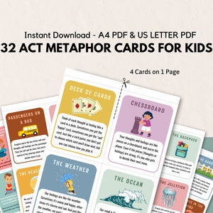 Acceptance and Commitment Therapy Metaphor Cards for Kids, ACT Therapy ...
