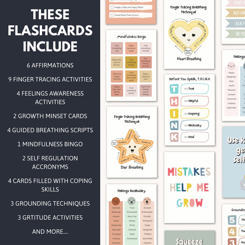 Kids Calm Down Coping Skills Grounding Technique Cards School - Etsy