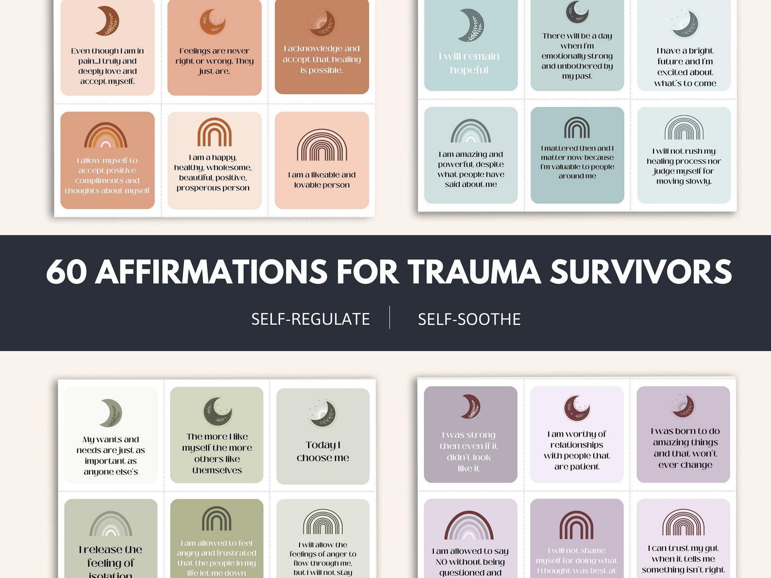 Affirmations for Trauma Survivors Anxiety Coping Statements - Etsy