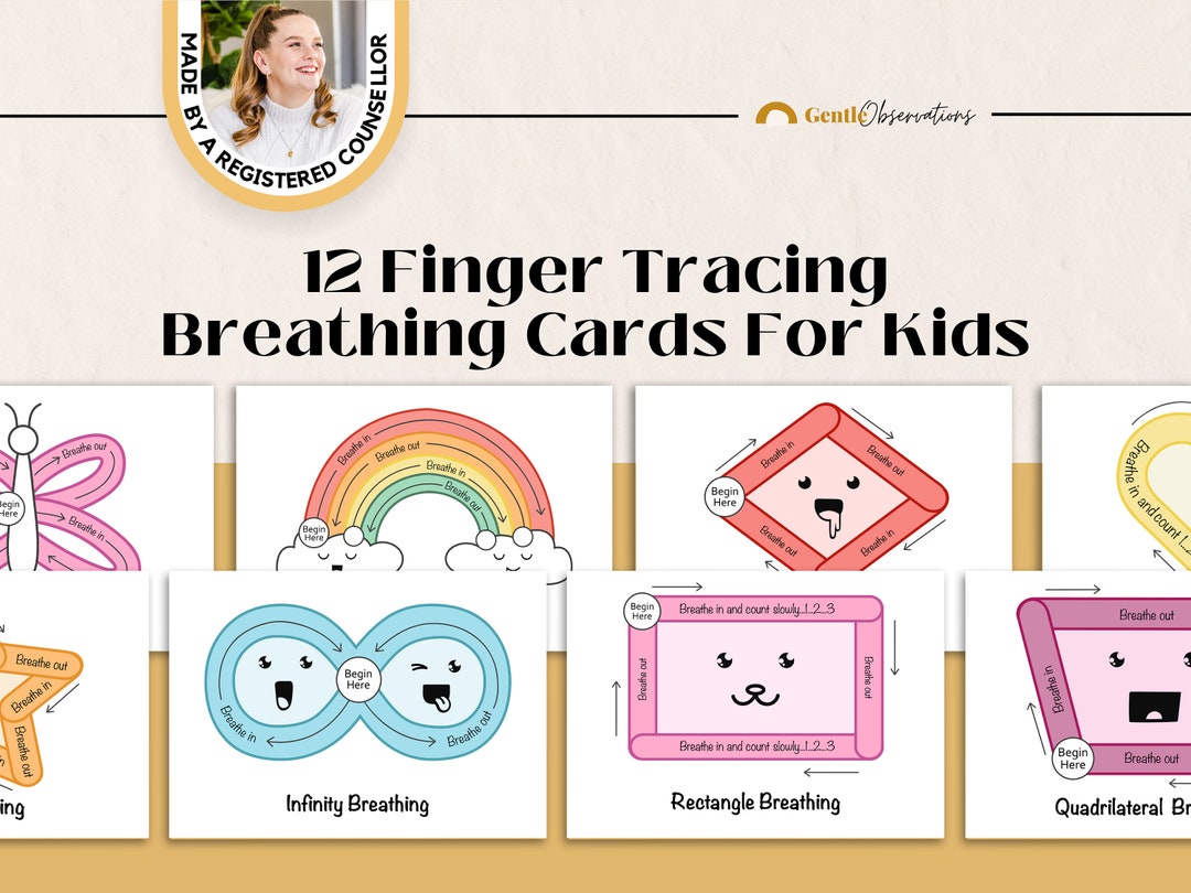 Finger Tracing Mindfulness Coping Skill Breathing Cards for Kids Calm ...