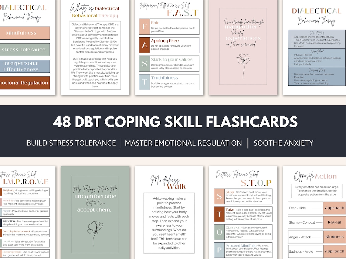 DBT Coping Skill Flashcards DBT Cheat Sheet Mindfulness - Etsy