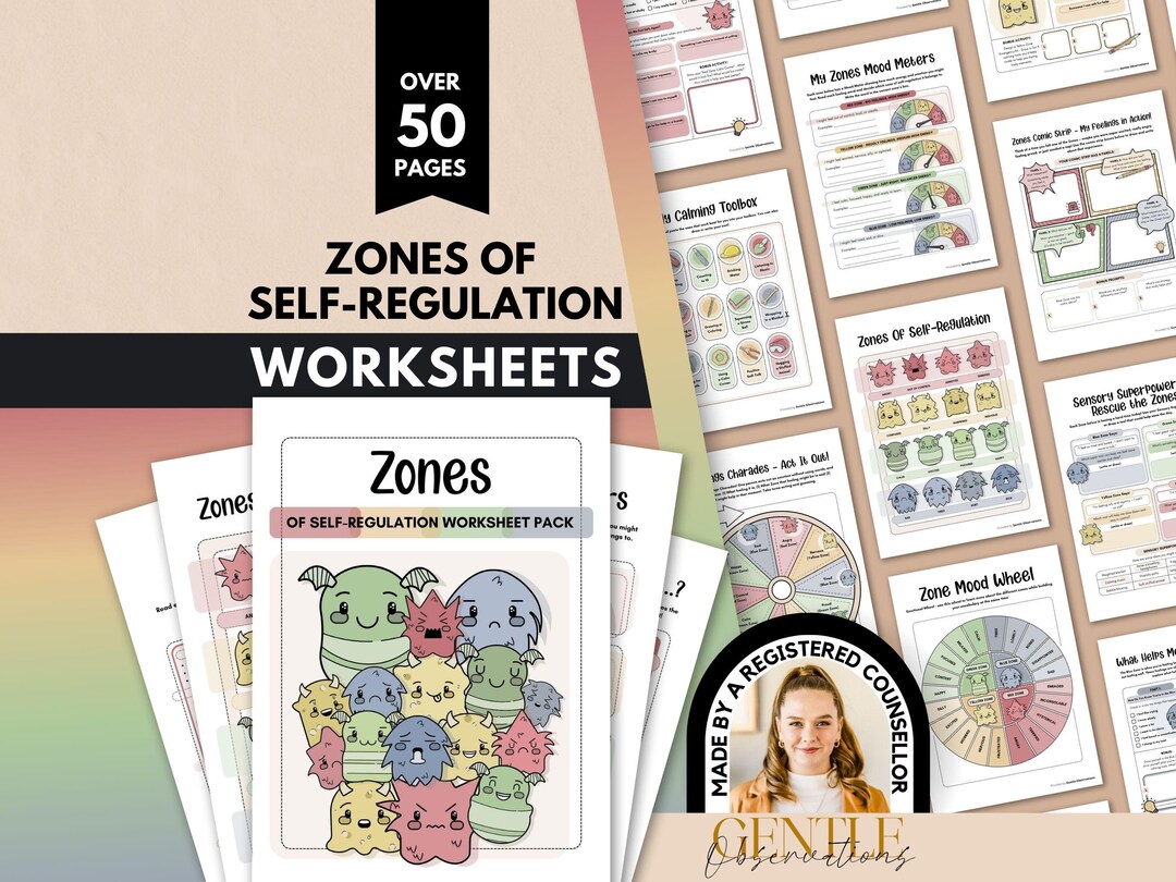 Zones of Regulation Worksheet Bundle, School Counseling Tool, Emotion ...