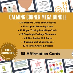 Calm Corner Bundle for Kids Emotional Regulation Worksheets, Coping ...