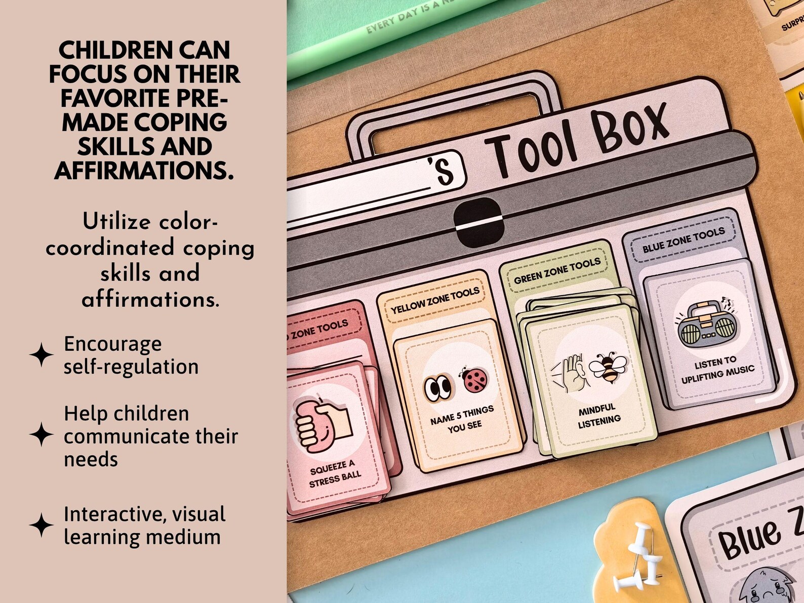 Kids Coping Skills Toolbox, Zones of Regulation, Calming Tools ...