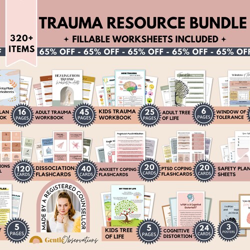 Trauma 50% off Therapy Bundle PTSD Worksheet BPD Coping - Etsy