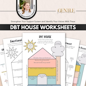 DBT House Worksheets for Self Growth, Self-esteem Building Growth ...