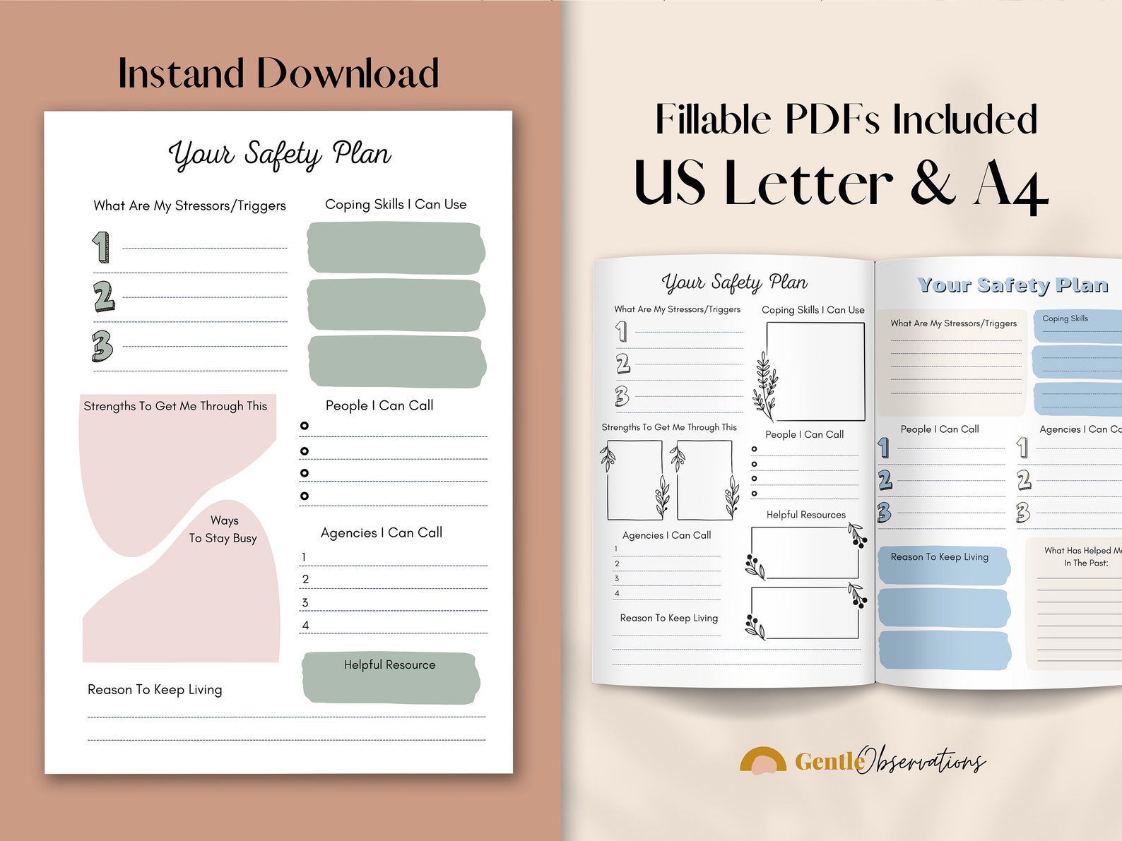 Crisis Safety Plan, Counselling Worksheet, Therapy Aid, Psychology Tool ...
