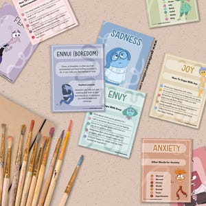 Inside Out 2 Coping Skill Therapy Flashcards for Kids, Emotional ...