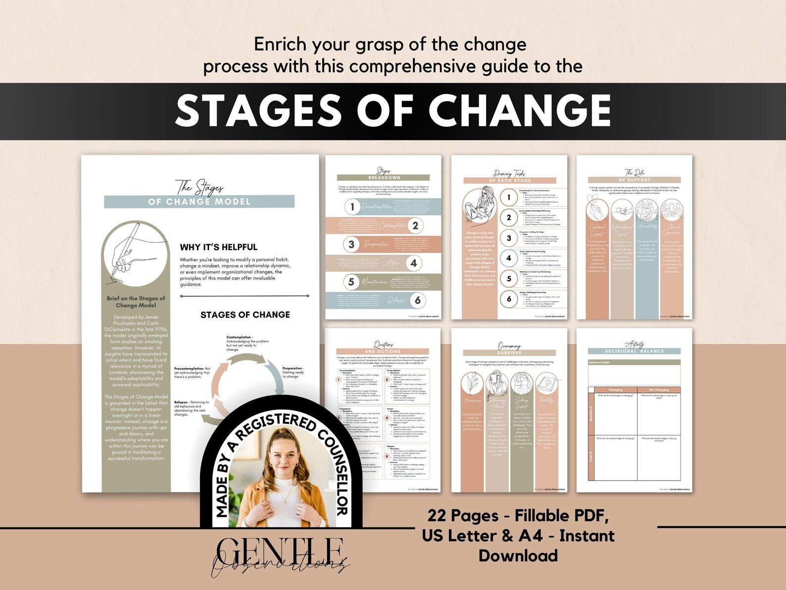 Stages of Change: Transtheoretical Model, Behavioral Change Workbook ...