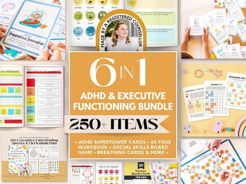 ADHD Executive Functioning Worksheet Bundle for Kids, ADHD Planner ...