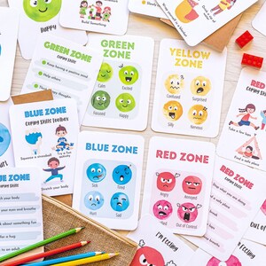 Zones of Self-regulation Coping Skills Cards, Feelings Charts, School ...