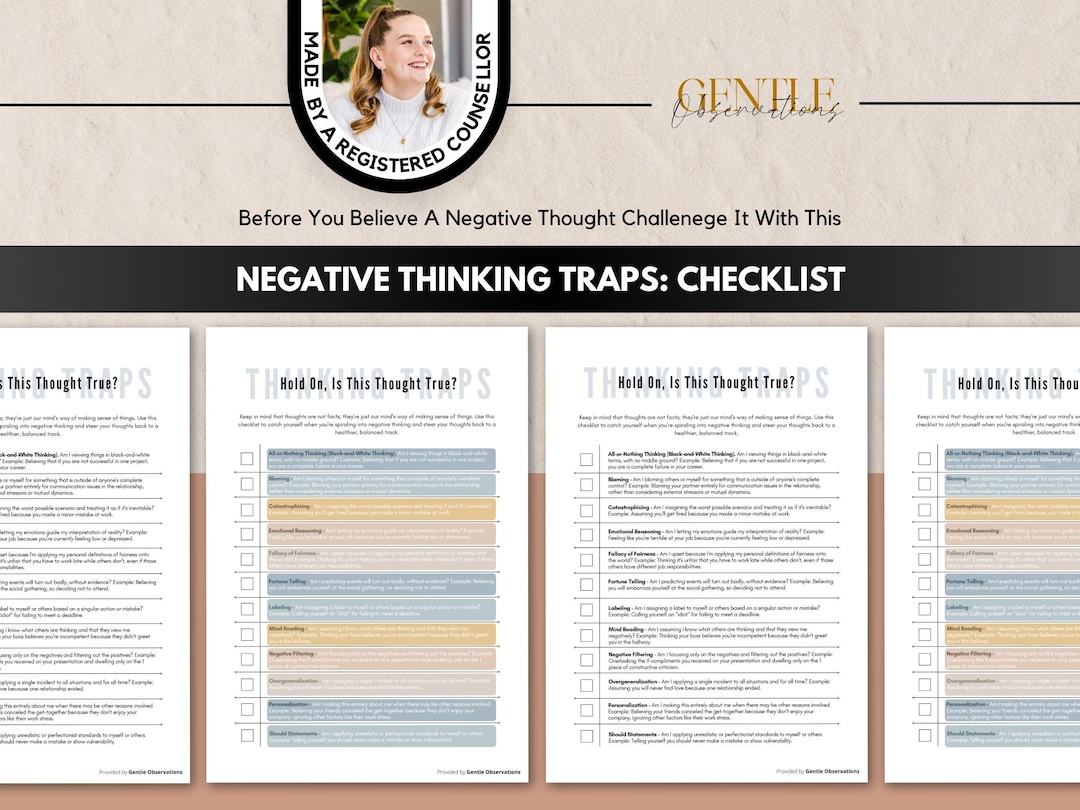 Challenging Negative Thoughts Checklist for Identifying Cognitive ...