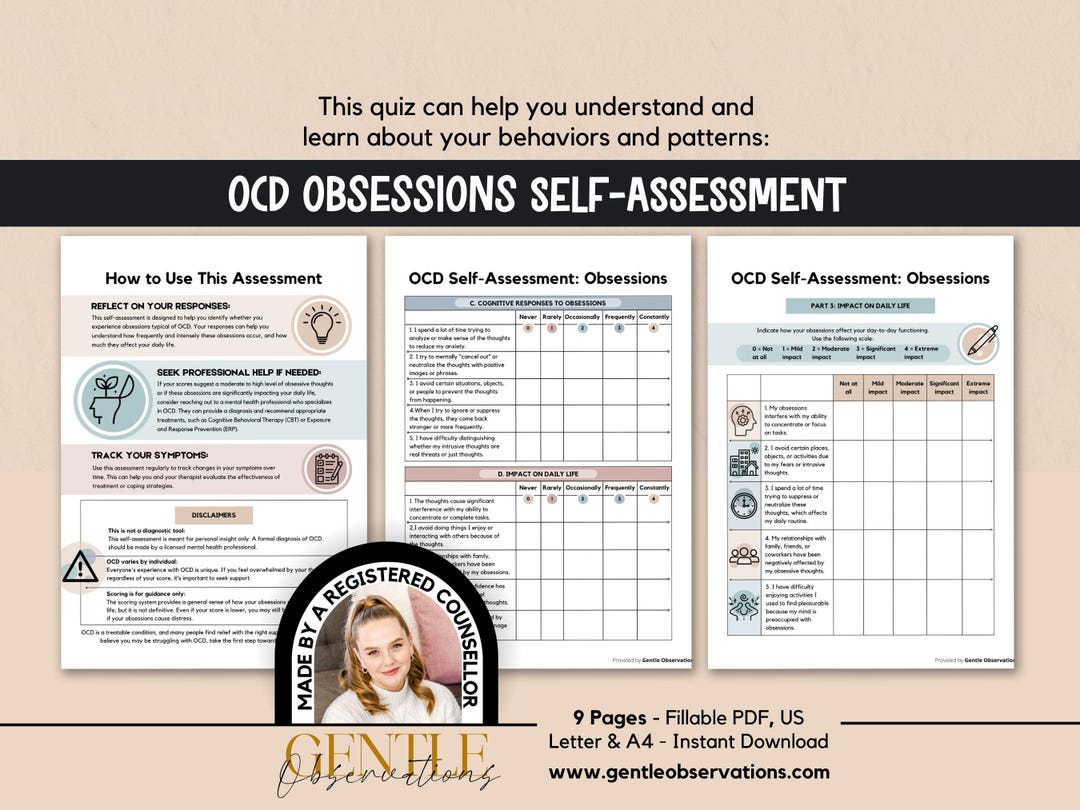 OCD Obsessions Self-assessment, OCD Worksheets, Obsessive Compulsive ...