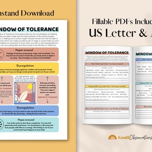 Window of Tolerance Worksheets and Emotional Regulation Coping Skill ...