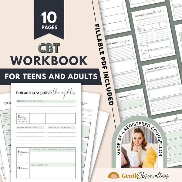 Simple Horizontal Thought Record Worksheet for Cognitive Behavioral ...