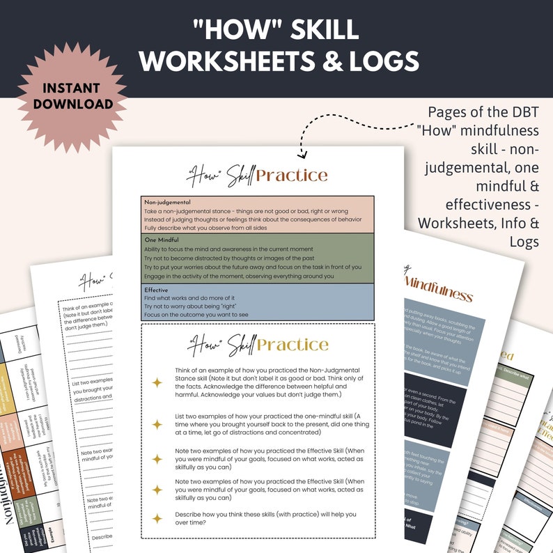 DBT Mindfulness Worksheets, Dbt Skills, DBT Workbook, Wise Mind, DBT ...