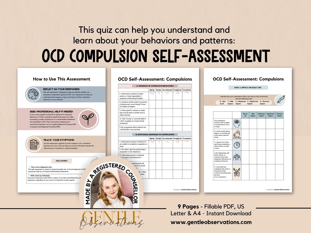 OCD Compulsions Self-assessment, OCD Worksheets, Obsessive Compulsive ...