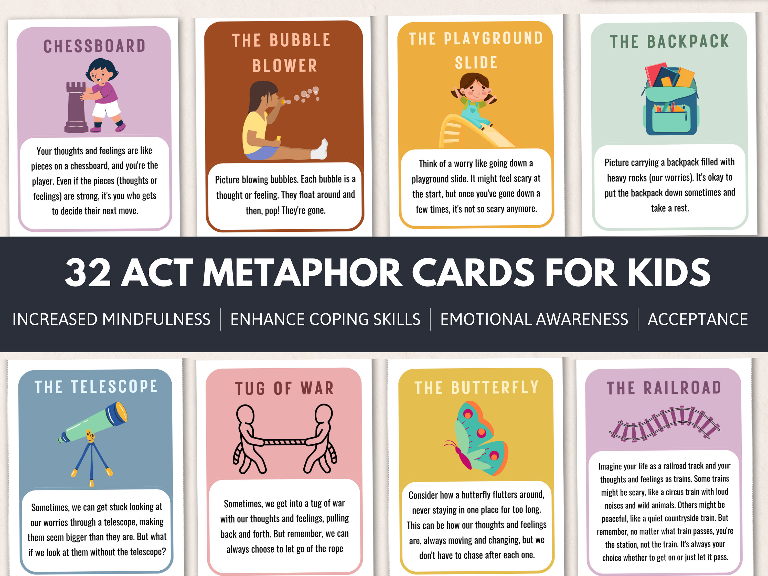 Acceptance and Commitment Therapy Metaphor Cards for Kids ACT - Etsy ...