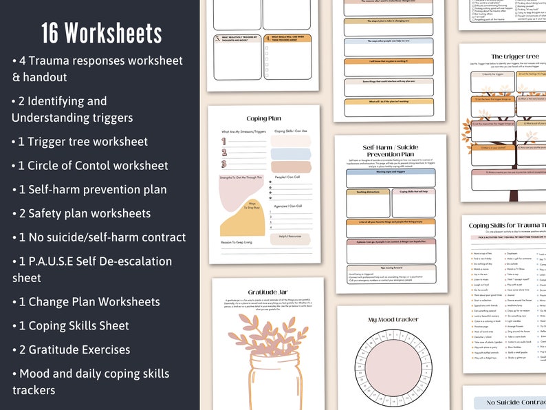 Crisis Safety Plan, Counseling Worksheets, PTSD Trauma Triggers ...