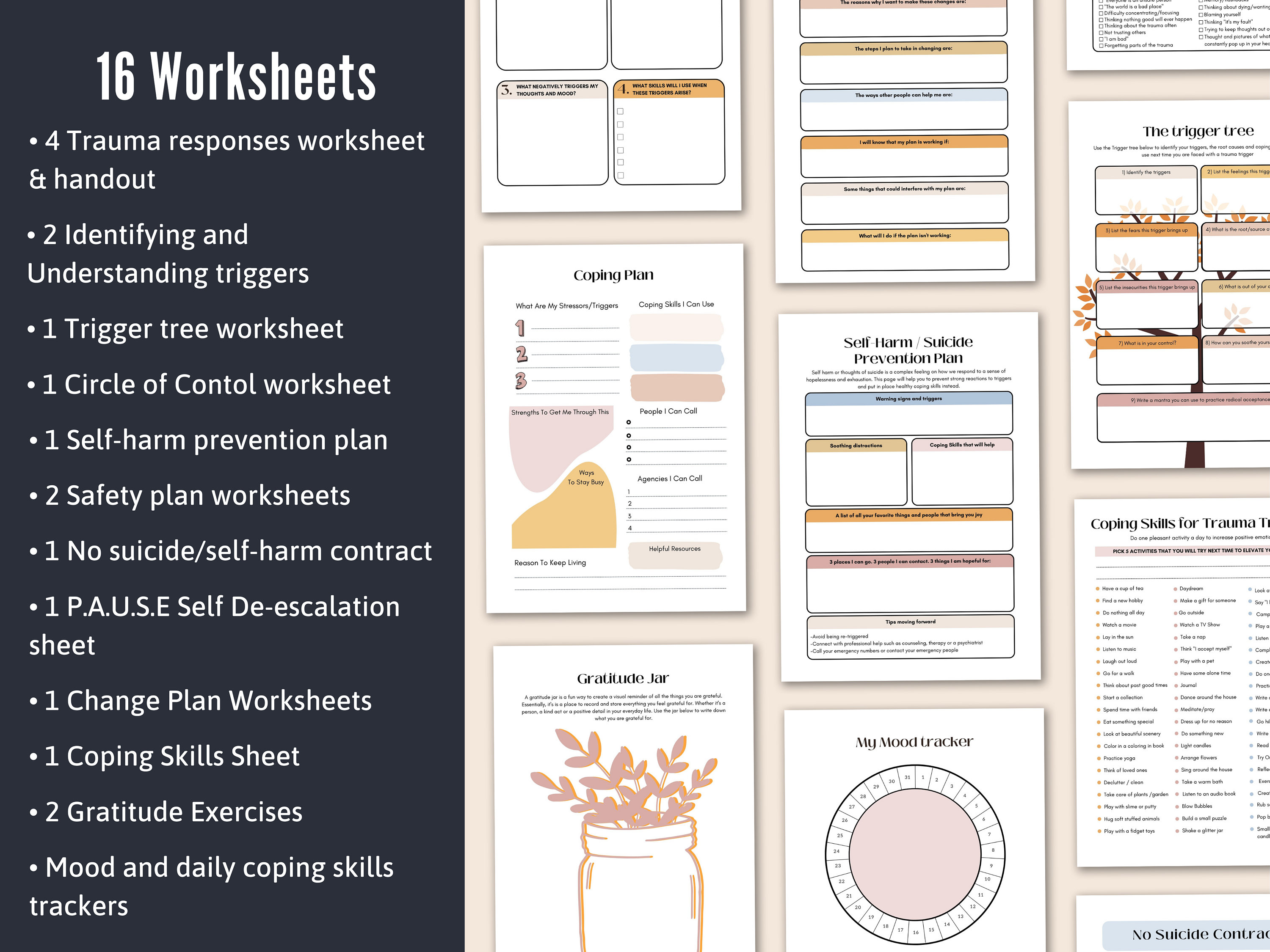 Crisis Safety Plan, Counseling Worksheets, PTSD Trauma Triggers ...