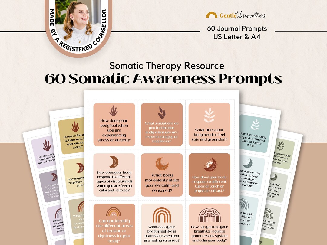 Somatic Awareness Journal Prompt Question Cards, Somatic Experiencing ...