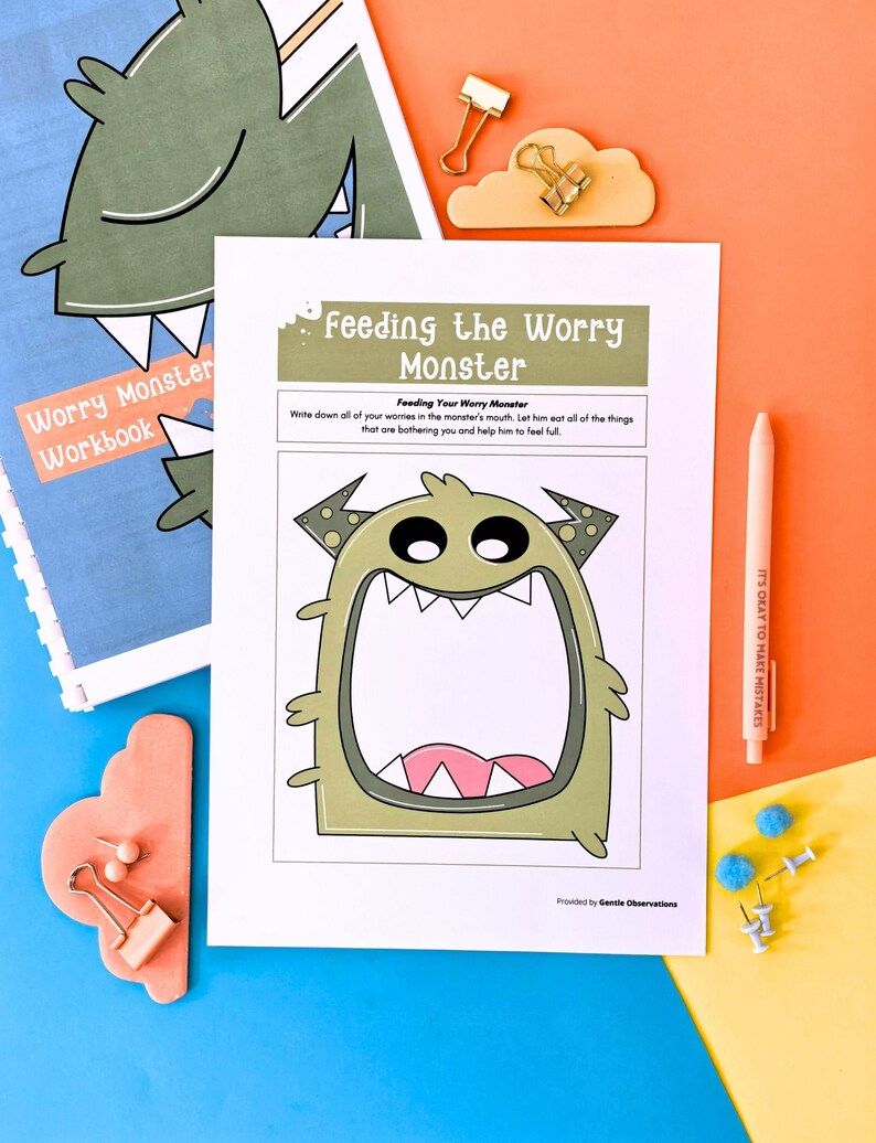 The Worry Monster Anxiety Workbook for Kids, School Counseling Anxiety ...