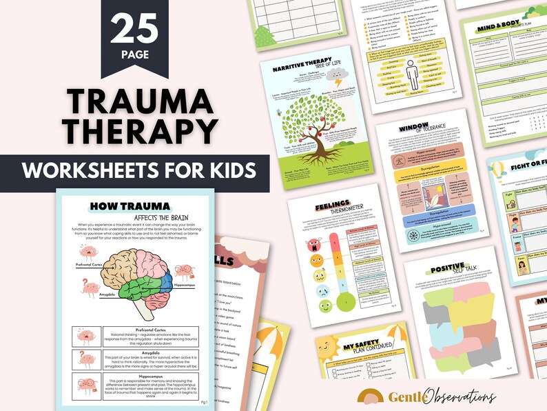 Trauma Therapy Worksheets for Kids PTSD Anxiety Relief - Etsy Australia