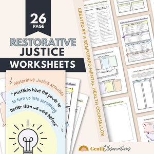 Positive Communication and Restorative Justice Worksheets for School ...