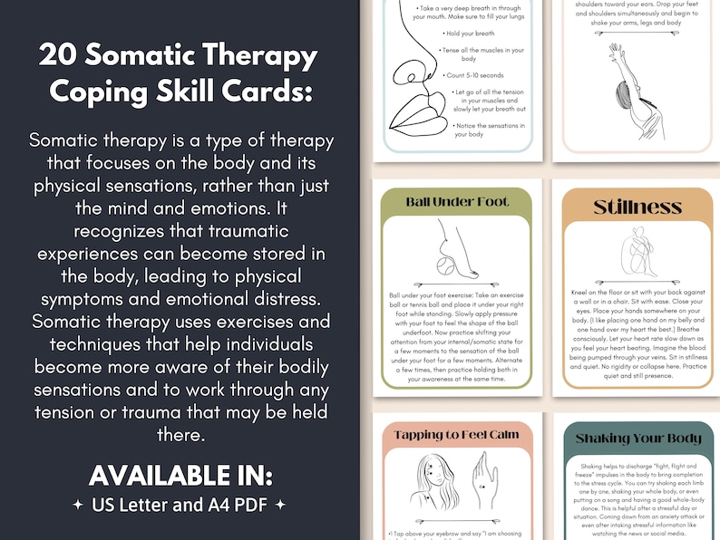 Somatic Therapy Coping Skill Exercises for Nervous System - Etsy UK