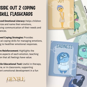 Inside Out 2 Coping Skill Therapy Flashcards for Kids, Emotional ...