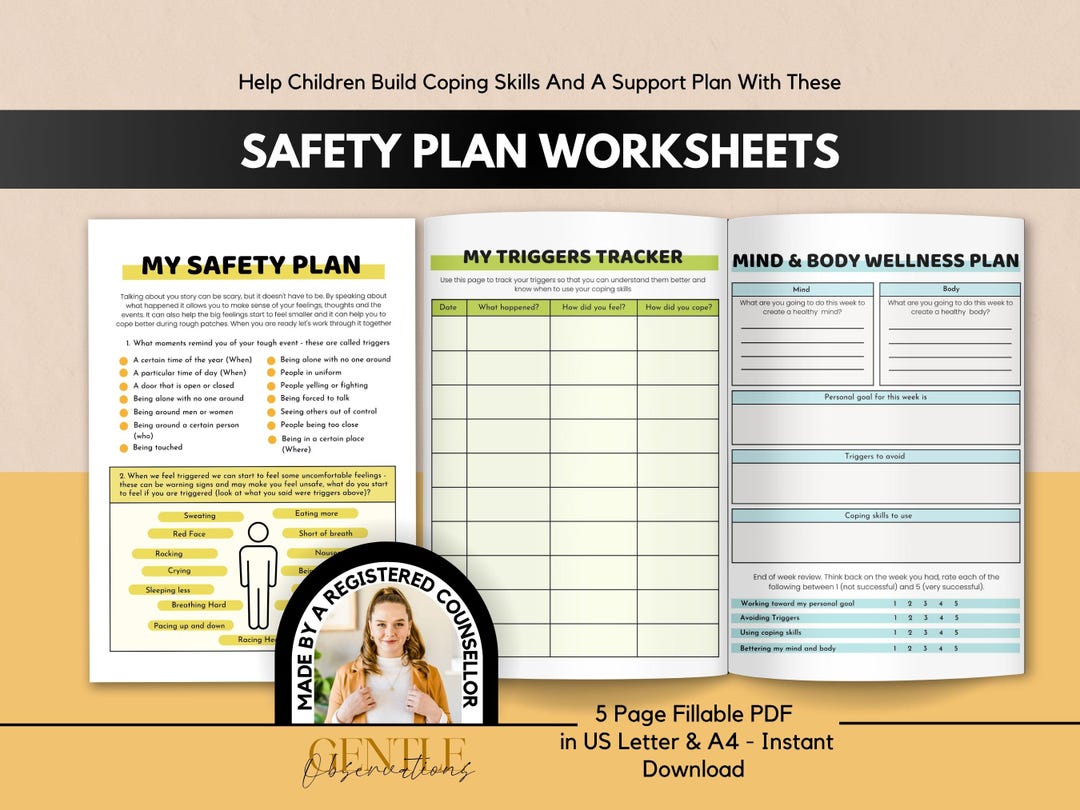 Crisis and Safety Plan for Kids, Trauma Therapy, PTSD, Coping Skills ...